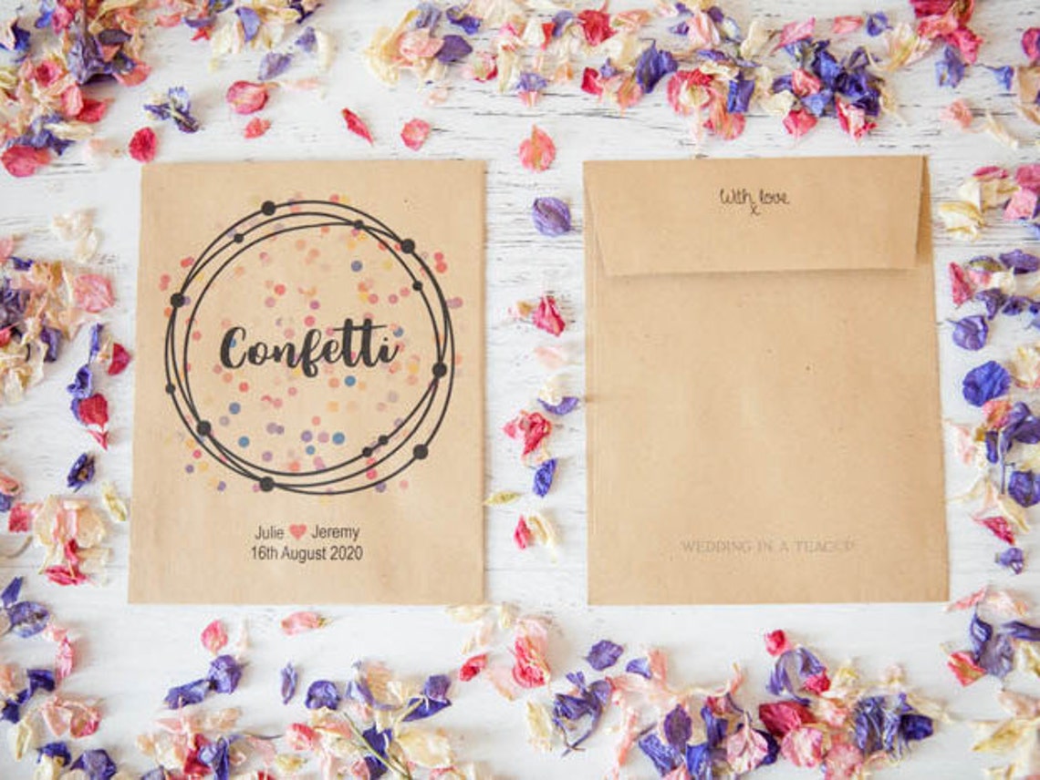 10 Personalised Colourful Confetti Packets - Etsy