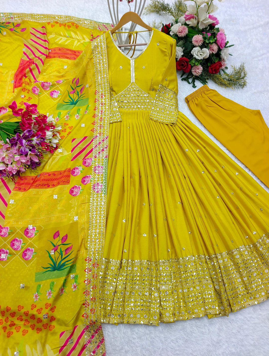 Presenting New Anarkali Gown Payjami and Dupatta Set Fully Stitched ...
