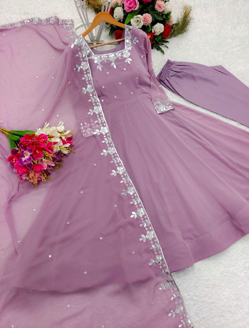 Presenting New Anarkali Gown Payjami and Dupatta Set Fully Stitched ...