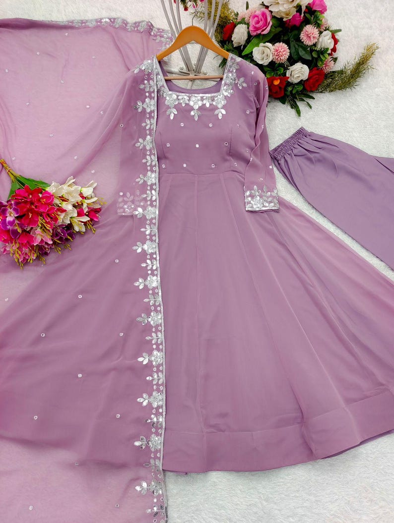 Presenting New Anarkali Gown Payjami and Dupatta Set Fully Stitched ...