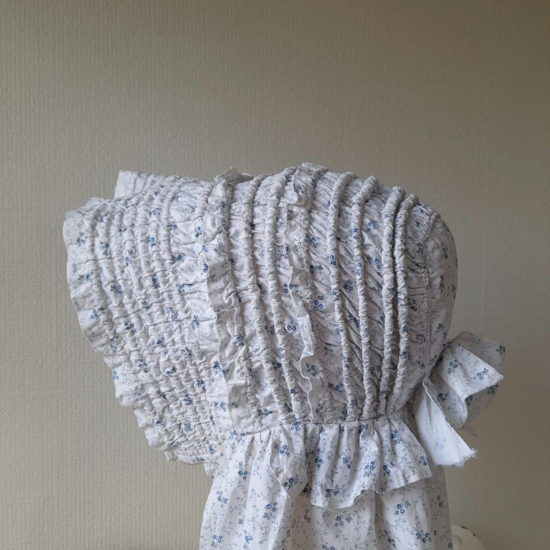 Victorian Slat Bonnet, Cotton Workwear Hat, Land Workers Floral Sun Hat ...