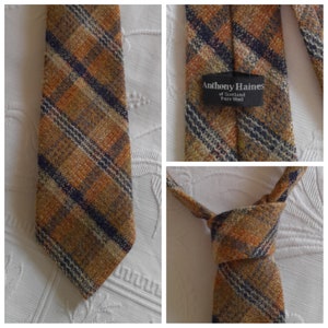 Checked Wool Tie, Mens Classic Tweed Tie, Anthony Haines Pure Wool ...