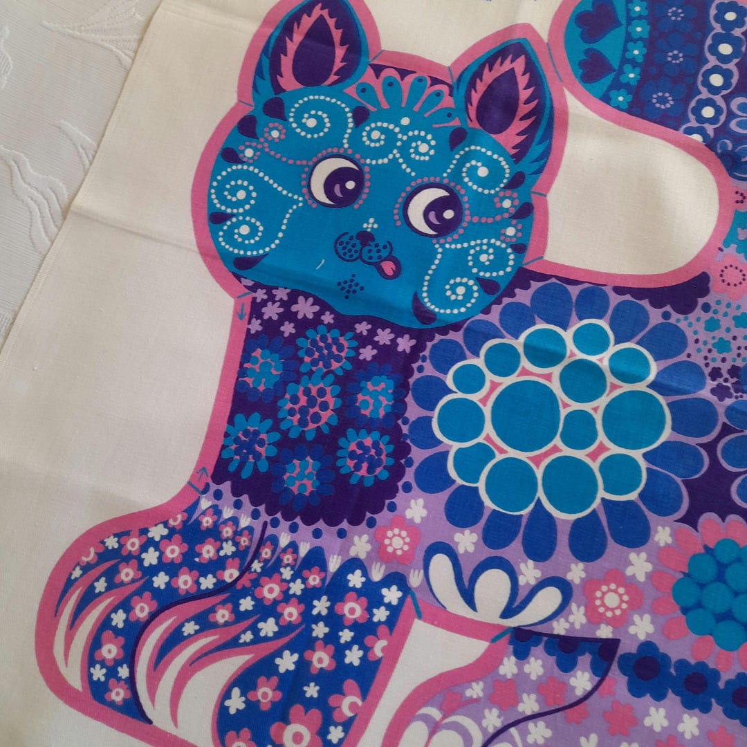 Belinda Lyon Cat Cushion Design, Vintage 1970s Cut and Sew Cloth ...