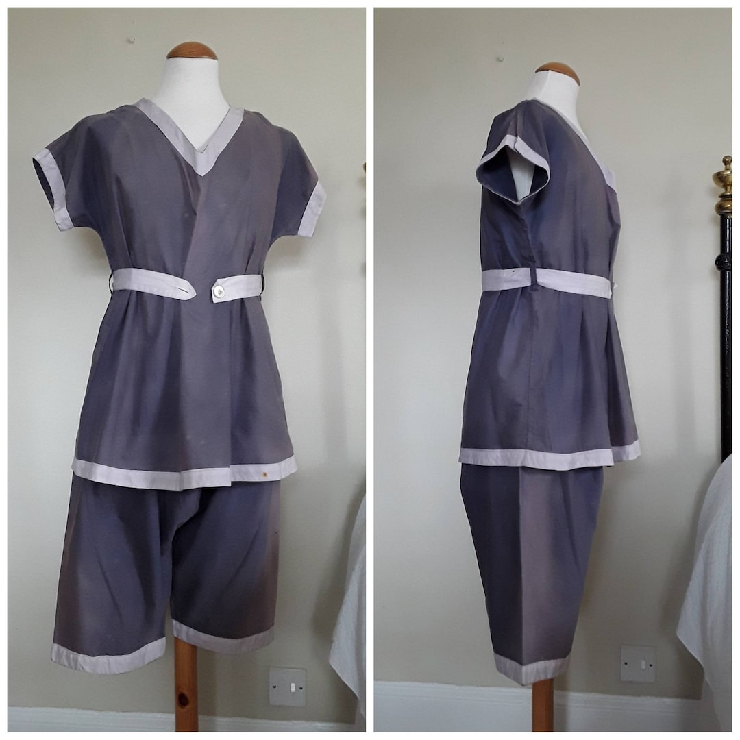 Edwardian Swimming Costume, Victorian Unisex Playsuit, Mens Two Piece ...