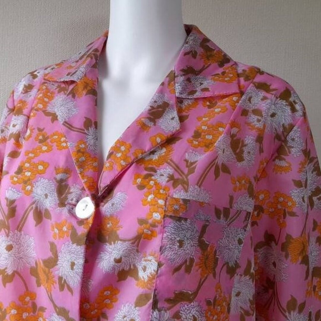 Floral Nylon Overall, Vintage 1970s Pink Floral Womens Pinny Workdress ...