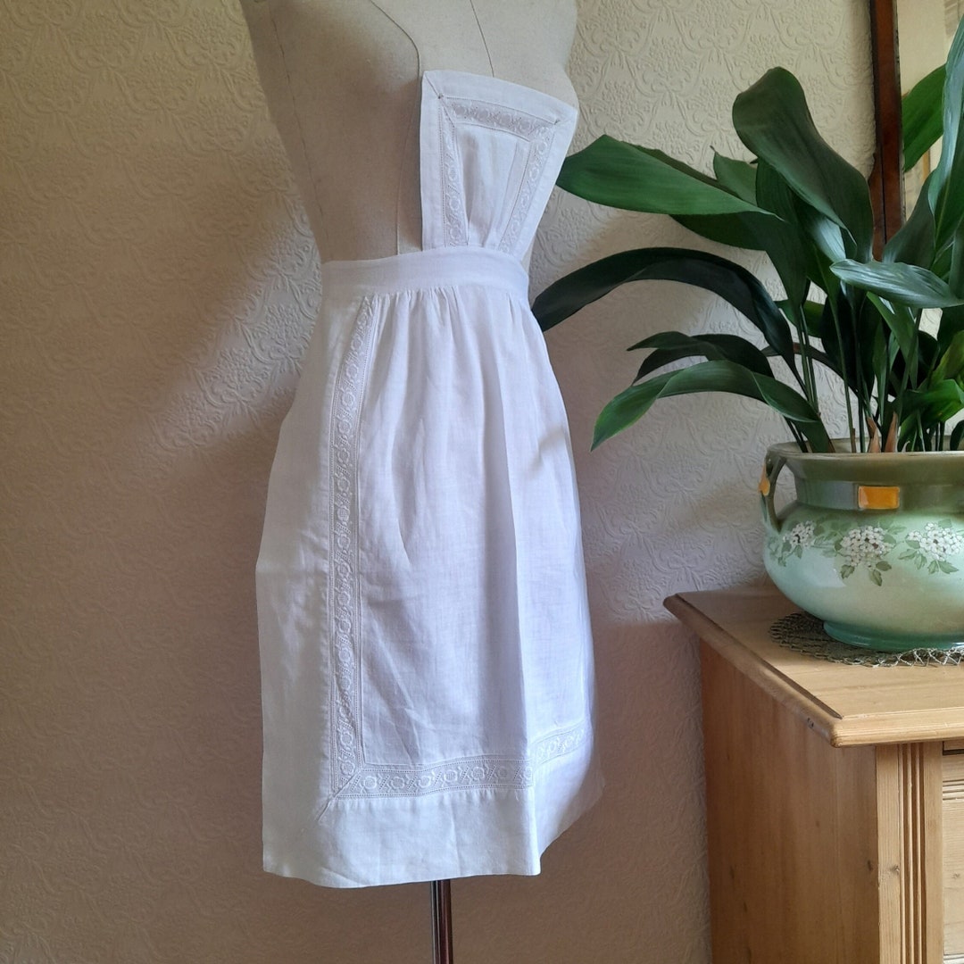 Edwardian Maids Apron, Beautiful Lace Trim, Bib Pinny, See-through ...