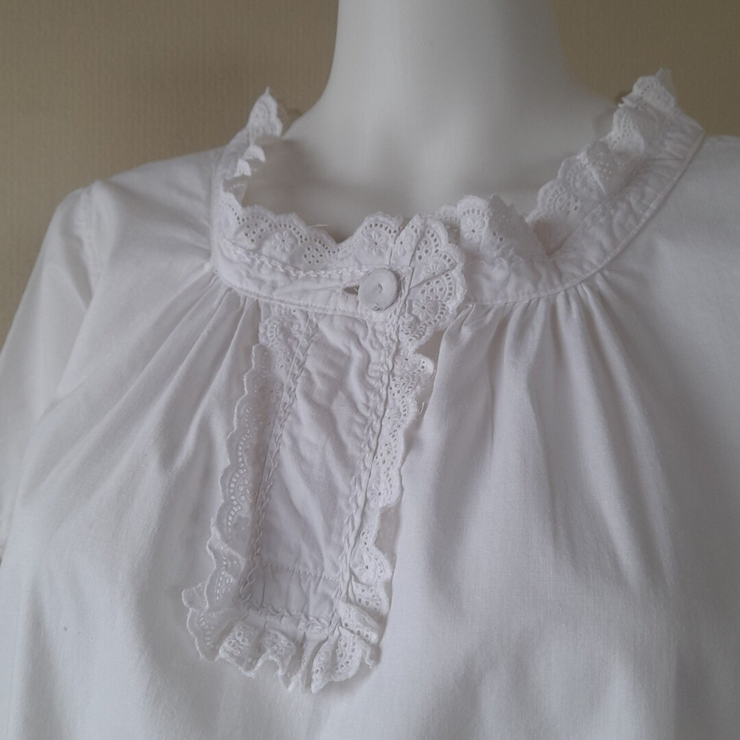 Edwardian Chemise White Cotton Smock, Womens Shift Dress Lagenlook ...