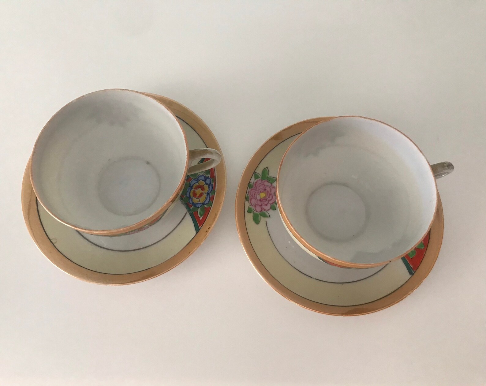 Pair of Vintage Lusterware Porcelain Teacups and Saucers Made - Etsy