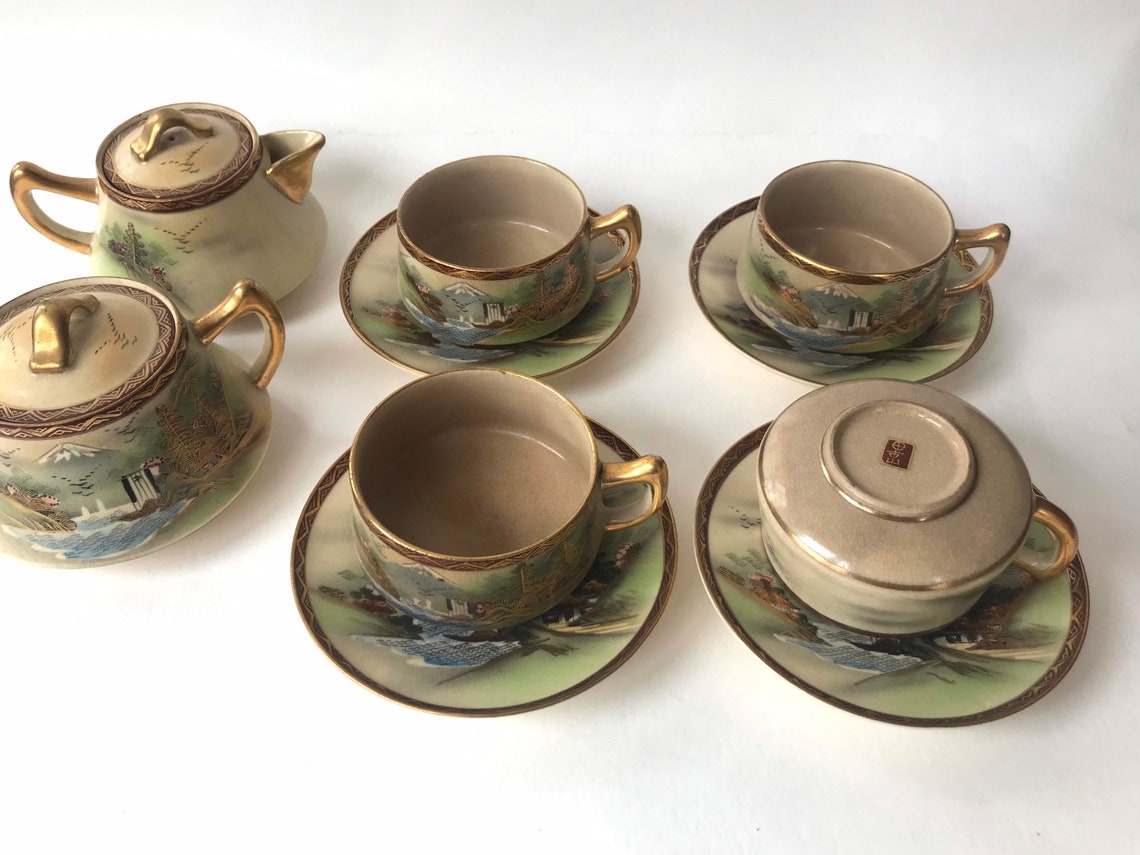 Antique Fine Japanese Satsuma Tea Set | Etsy