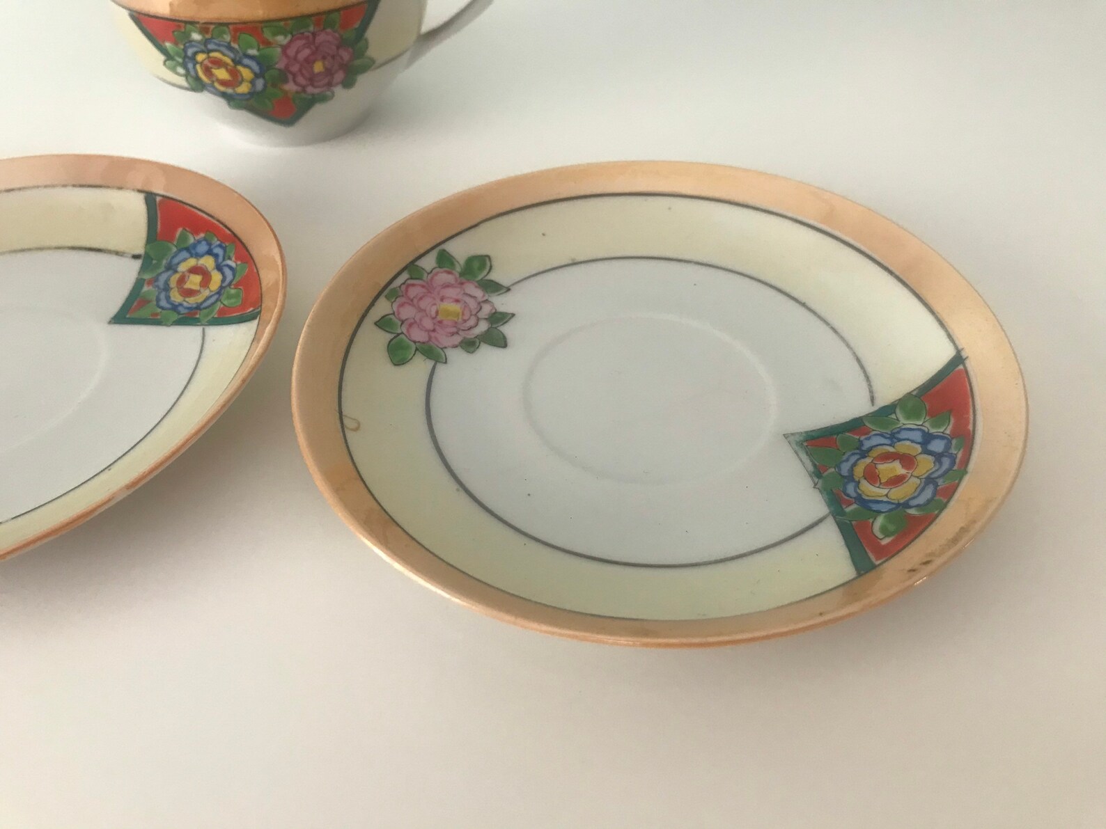 Pair of Vintage Lusterware Porcelain Teacups and Saucers, Made in Japan ...