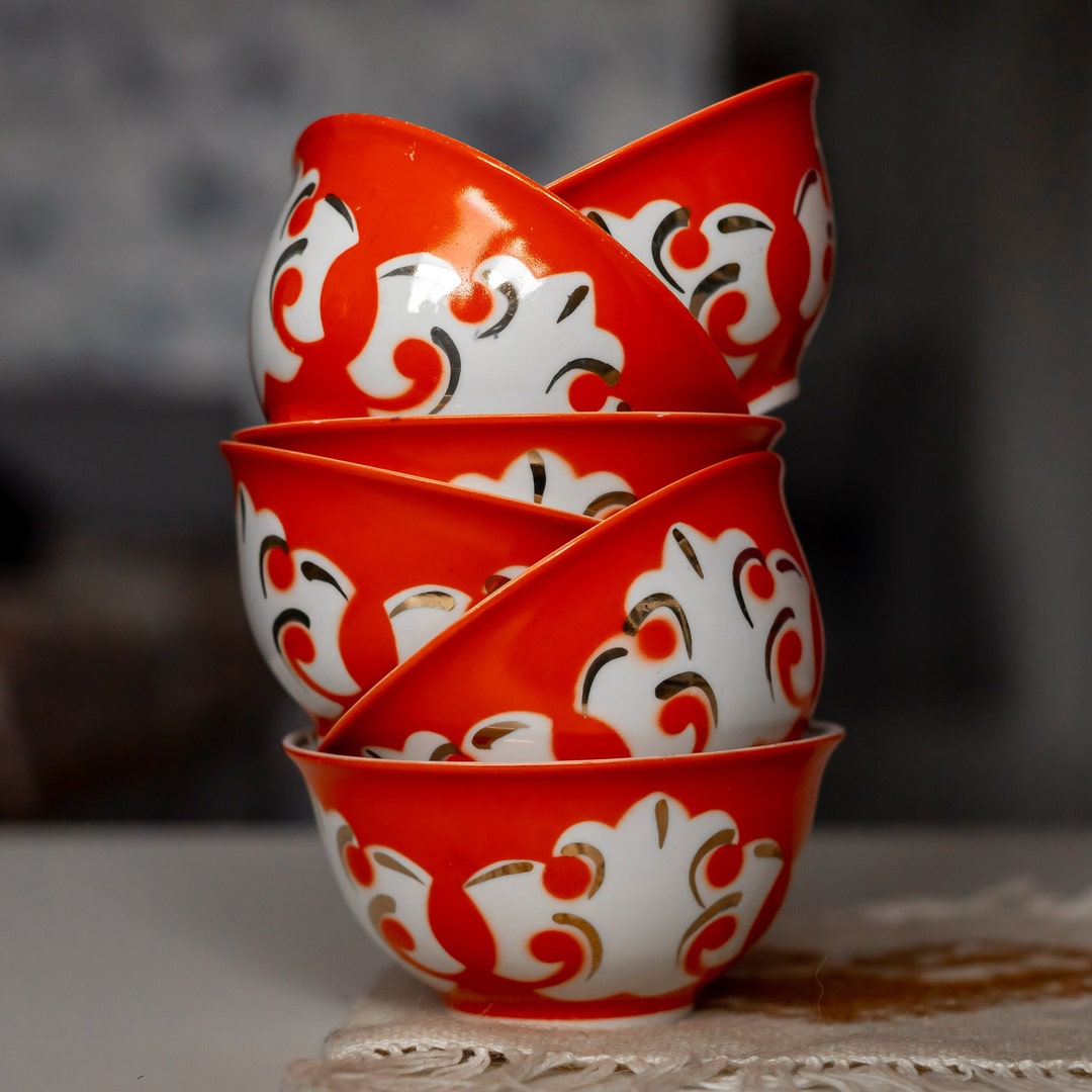 Vintage Uzbek Piala Tea Set Ikat Fine Art Ceramics Cereal Bowl Berry ...