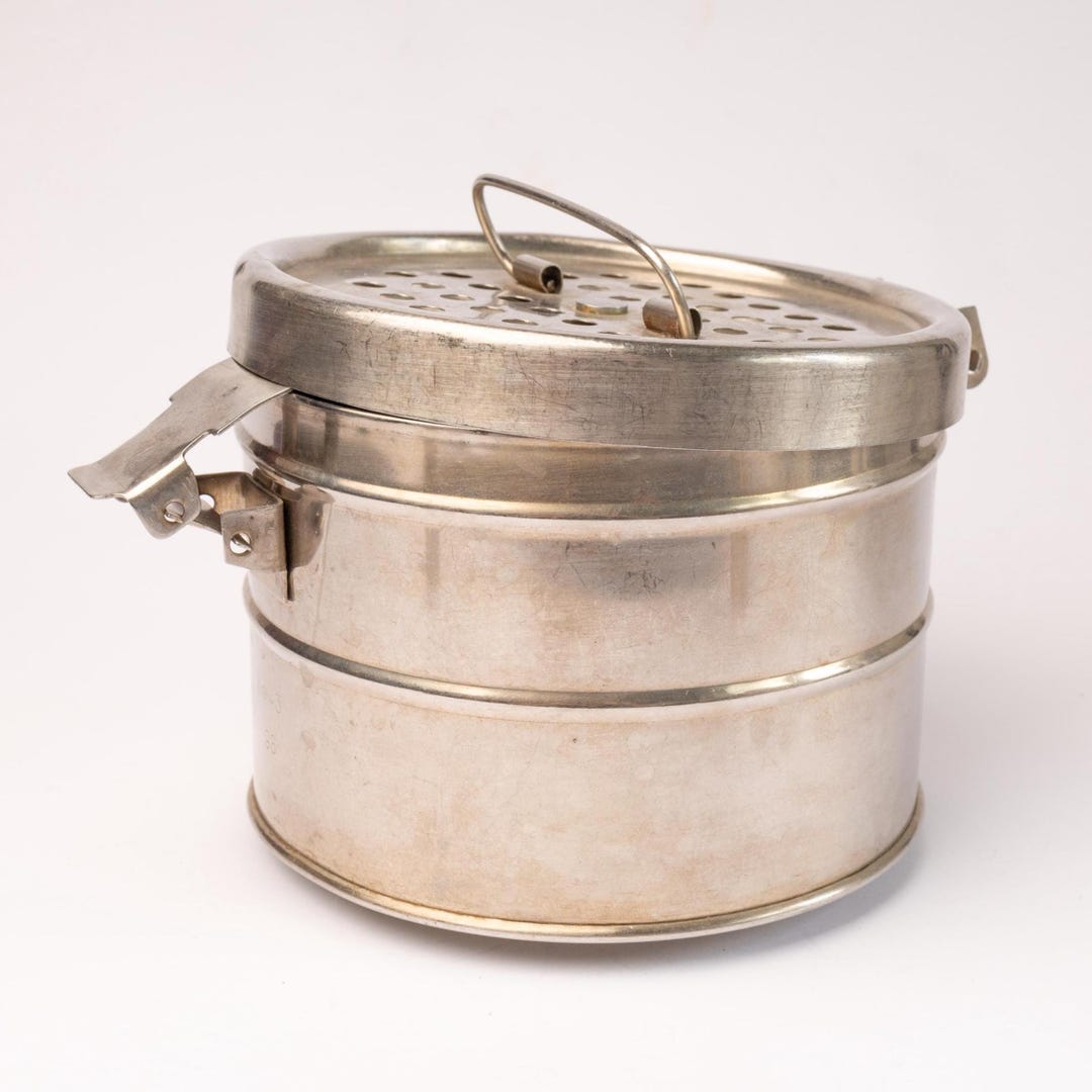 Round Medical Sterilizer Box Soviet Vintage Stainless Steel Syringe ...