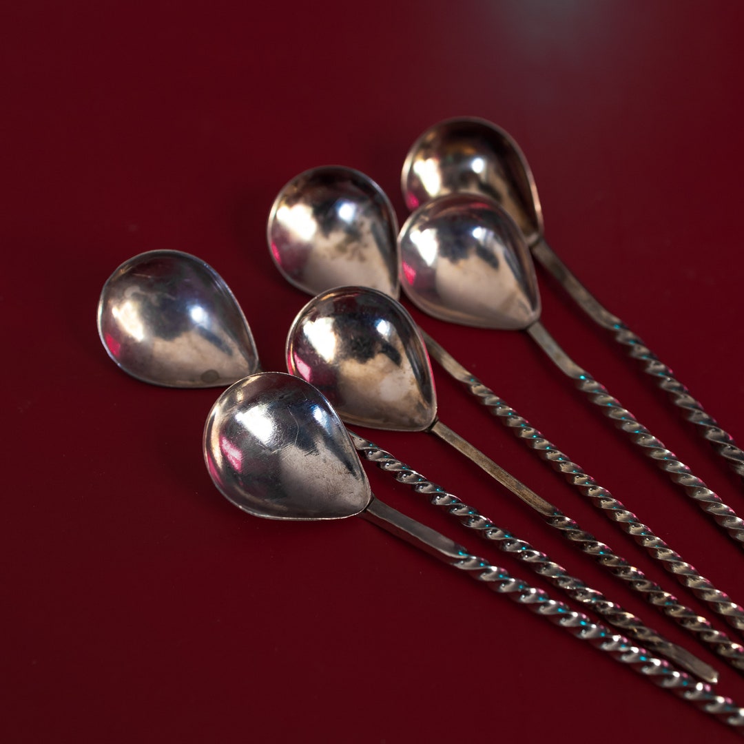 6x Vintage Tea Spoons Swirl Small Spoons Antique Silverware Coffee ...