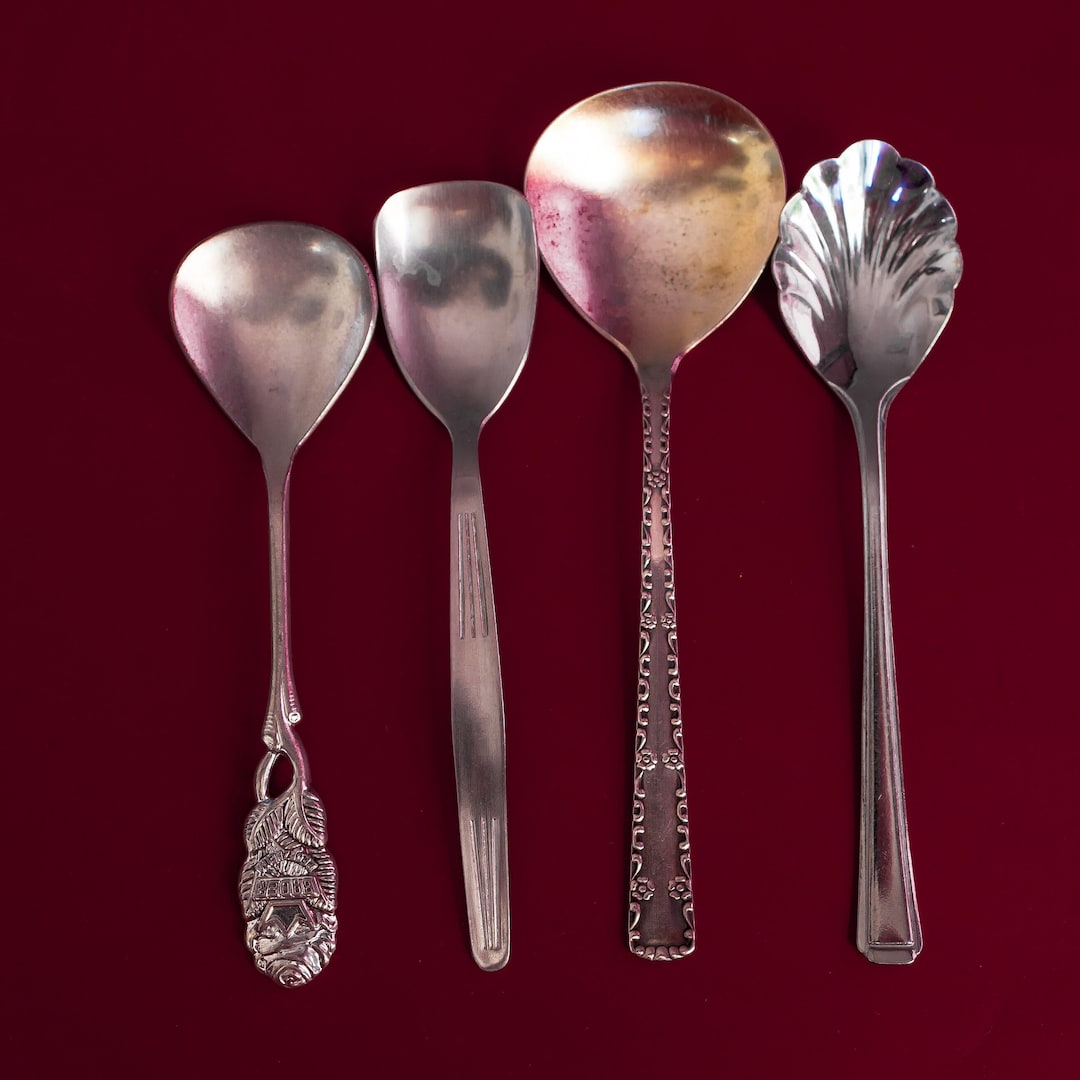 Vintage Sugar Spoon Unique Serving Spoons Silver Plated Flatware ...