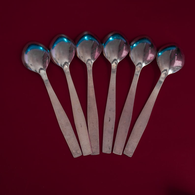 Vintage Gold & Silver Plated Tea Spoons - Set of 6 - Engraved Colonial ...