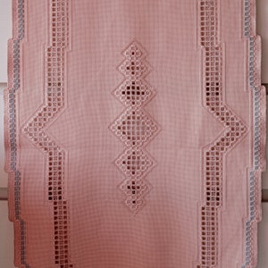 Hardanger Embroidery Table Runner Vintage Pink Norwegian Folk Art Hand Embroidery - Etsy