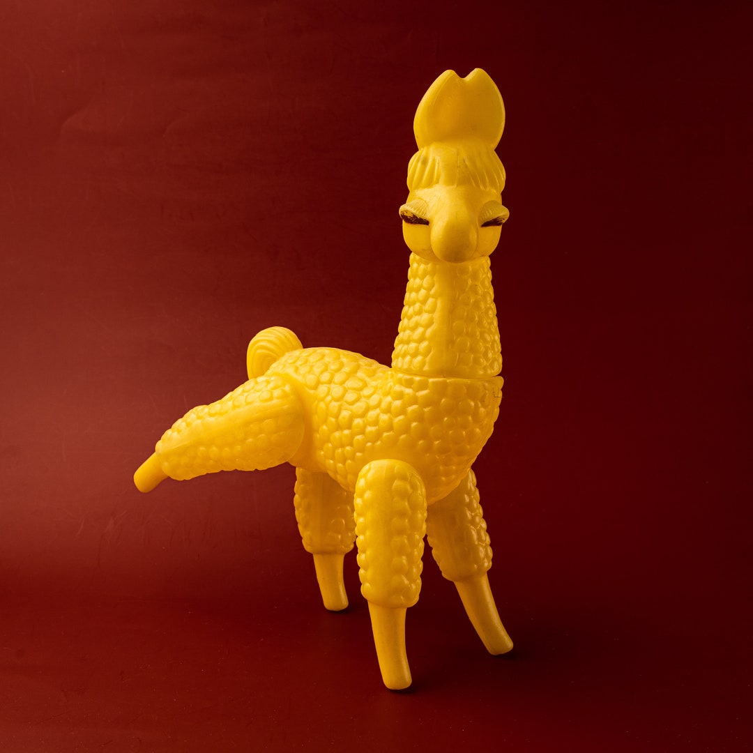 Soviet Plastic Animal Doll Alpaka Llama Toy Yellow Guanaco Doll Plastic ...