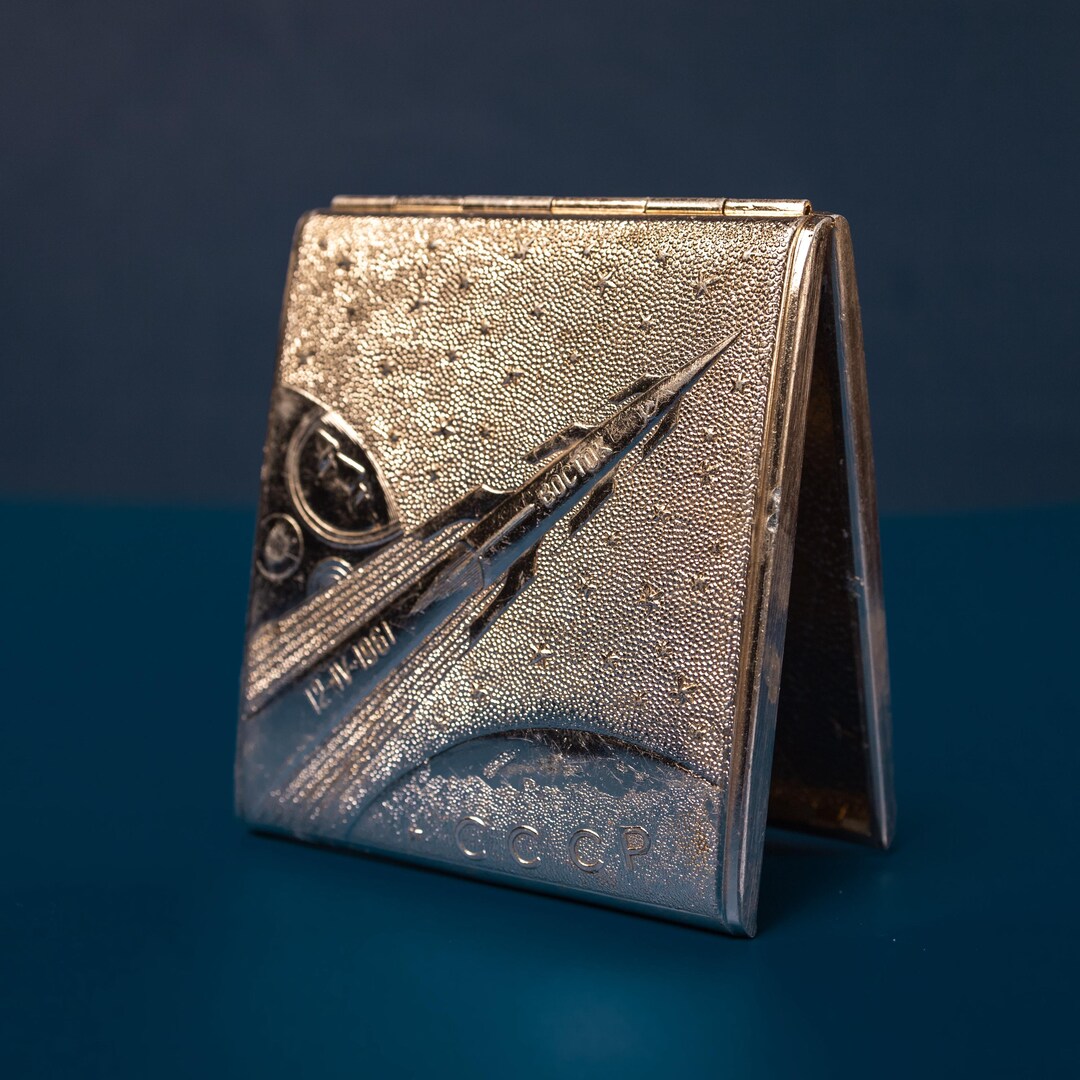 Metal Engraved Slim Cigarettes Case Space Rocket Cosmos 1960s Vintage ...