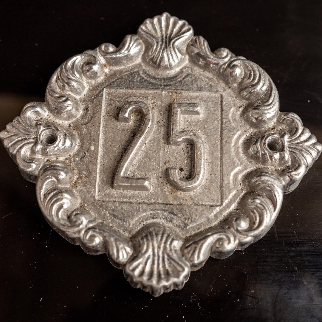 Silver Aluminum House Door Number Sign 25 Old Apartment Number Plaque ...