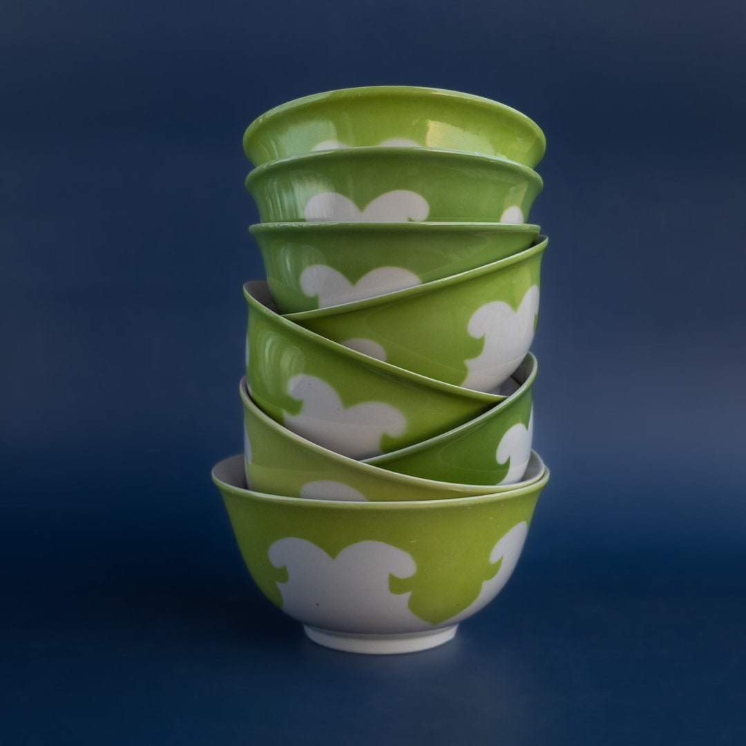 Vintage Uzbek Piala Ikat Fine Art Ceramics Cereal Bowl Green Uzbek ...