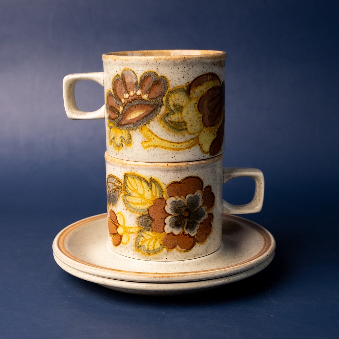 Scandinavian Pottery Cups and Saucers Fall Mug Doverstone Floral ...