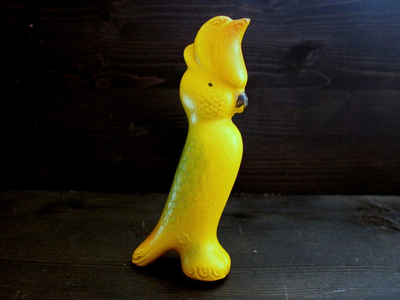 Vintage rubber toy Yellow parrot squeak toy Vintage rubber | Etsy