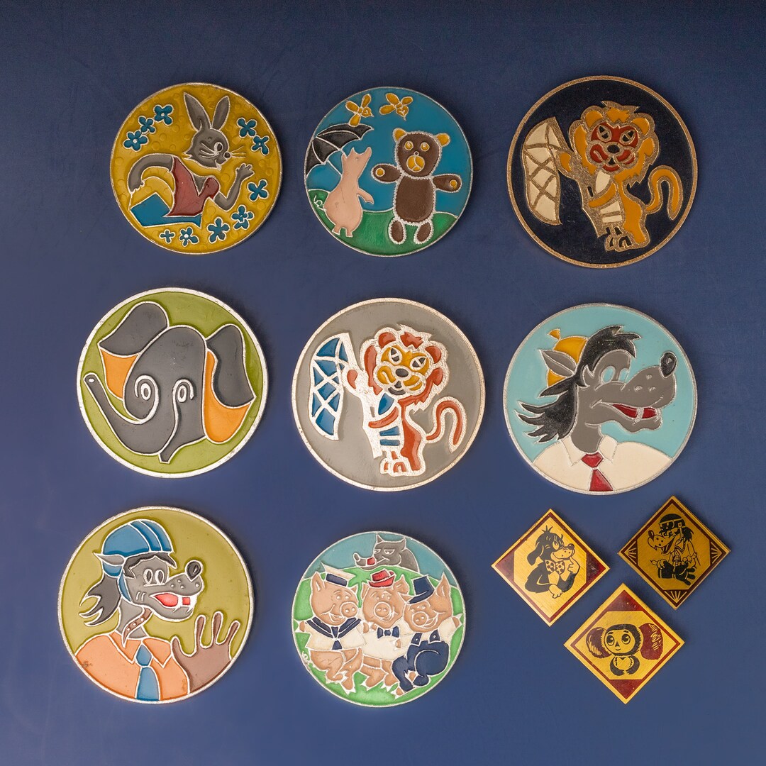 Kids Cartoon Pins Enamel Badges Nu Pogodi Cheburashka Lion Elephant ...