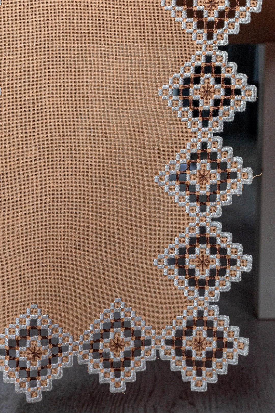 Hardanger Embroidery Table Runner Vintage Tablecloth Norwegian Folk Art ...