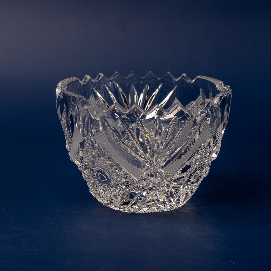 Vintage Cut Glass Bowl Small Glass Candy Dish Bonbon Lead Glass Jam ...