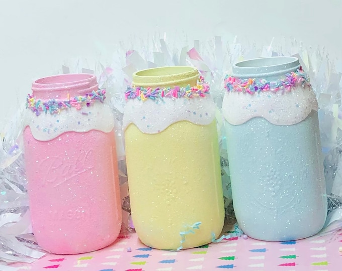 Quart Candy Land Decor Gumdrop Mountain Sprinkle Vase Jar Glitter ...