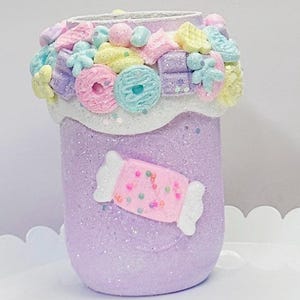 Pint Candy Land Mason Jar Vase Cookie Candy Gingerbread Glitter Pastel ...