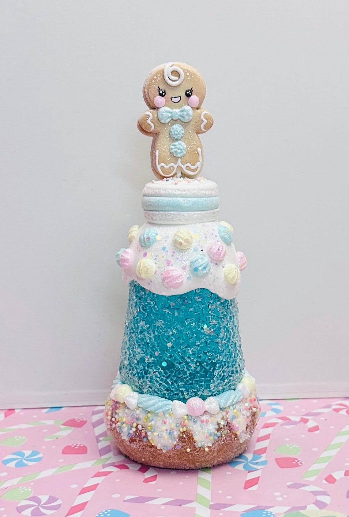 Pastel Gingerbread Gumdrop Donut Cookie Candy Land Decoration Glitter ...
