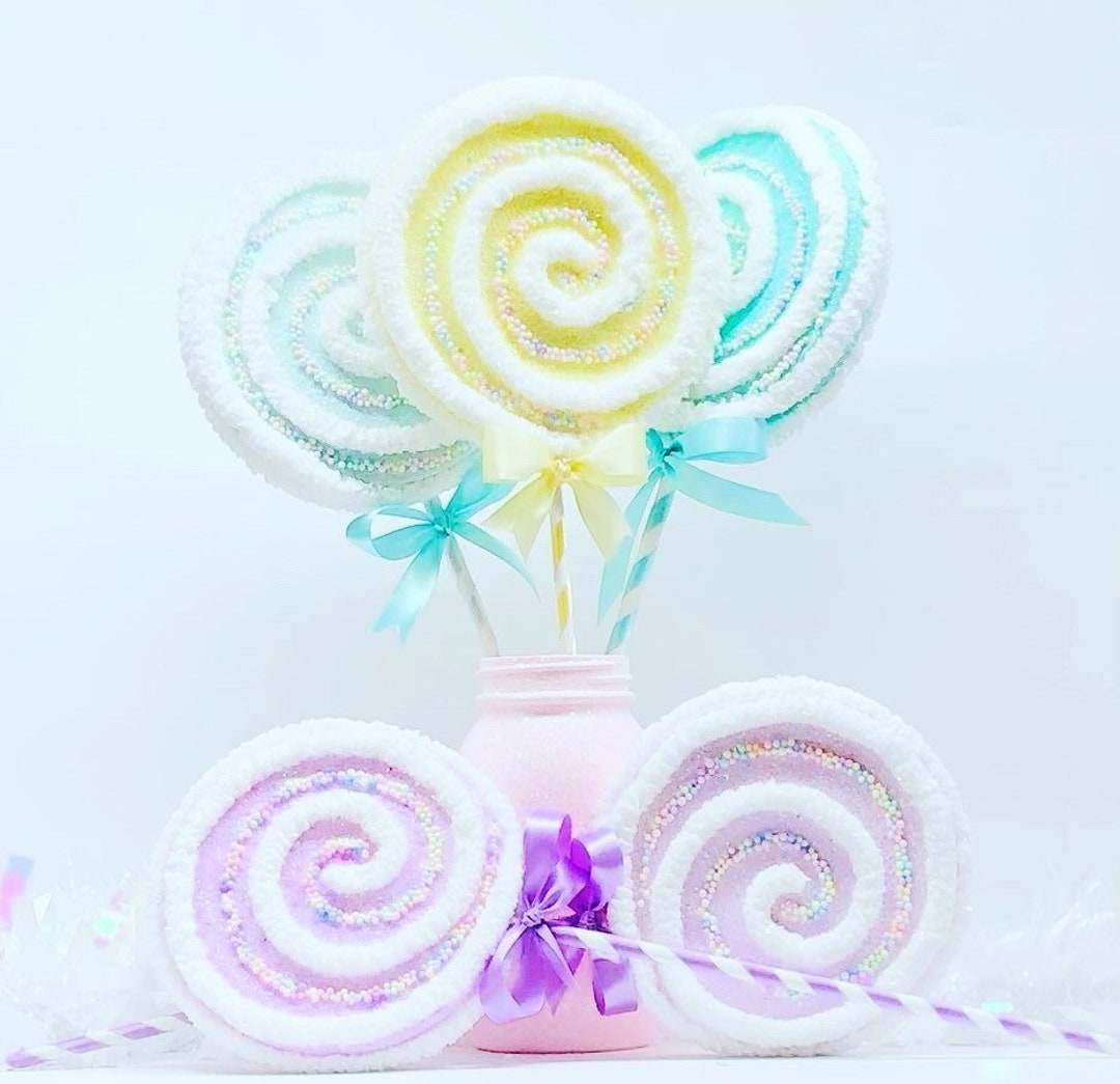 Large Fake Lollipop 17 Inch Pastel Prop Tall Cotton Candy Large ...