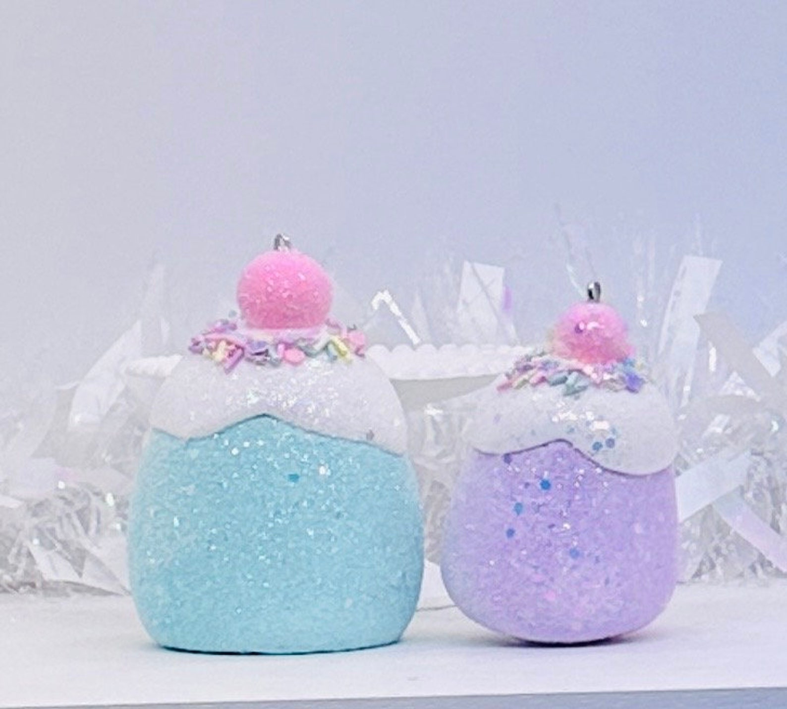 Small Pastel Gumdrop Glitter Ornaments With A Cherry on Top and ...