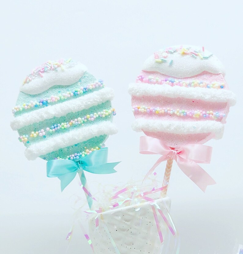 Small 12 Inch Lollipop Pastel Prop White Chenille With Candy Bits Ice ...