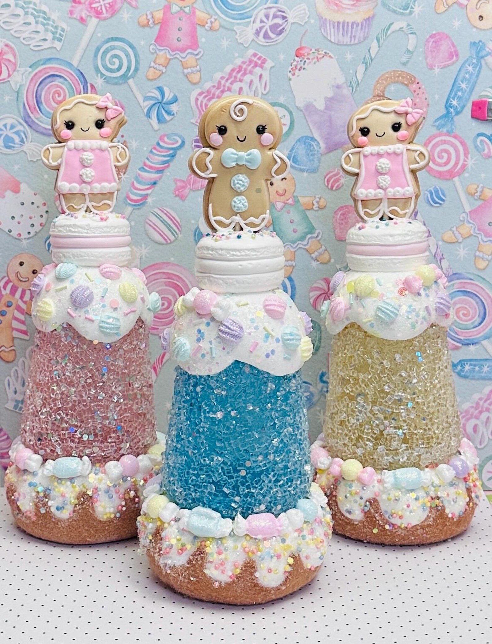 Pastel Gingerbread Gumdrop Donut Cookie Candy Land Decoration Glitter ...