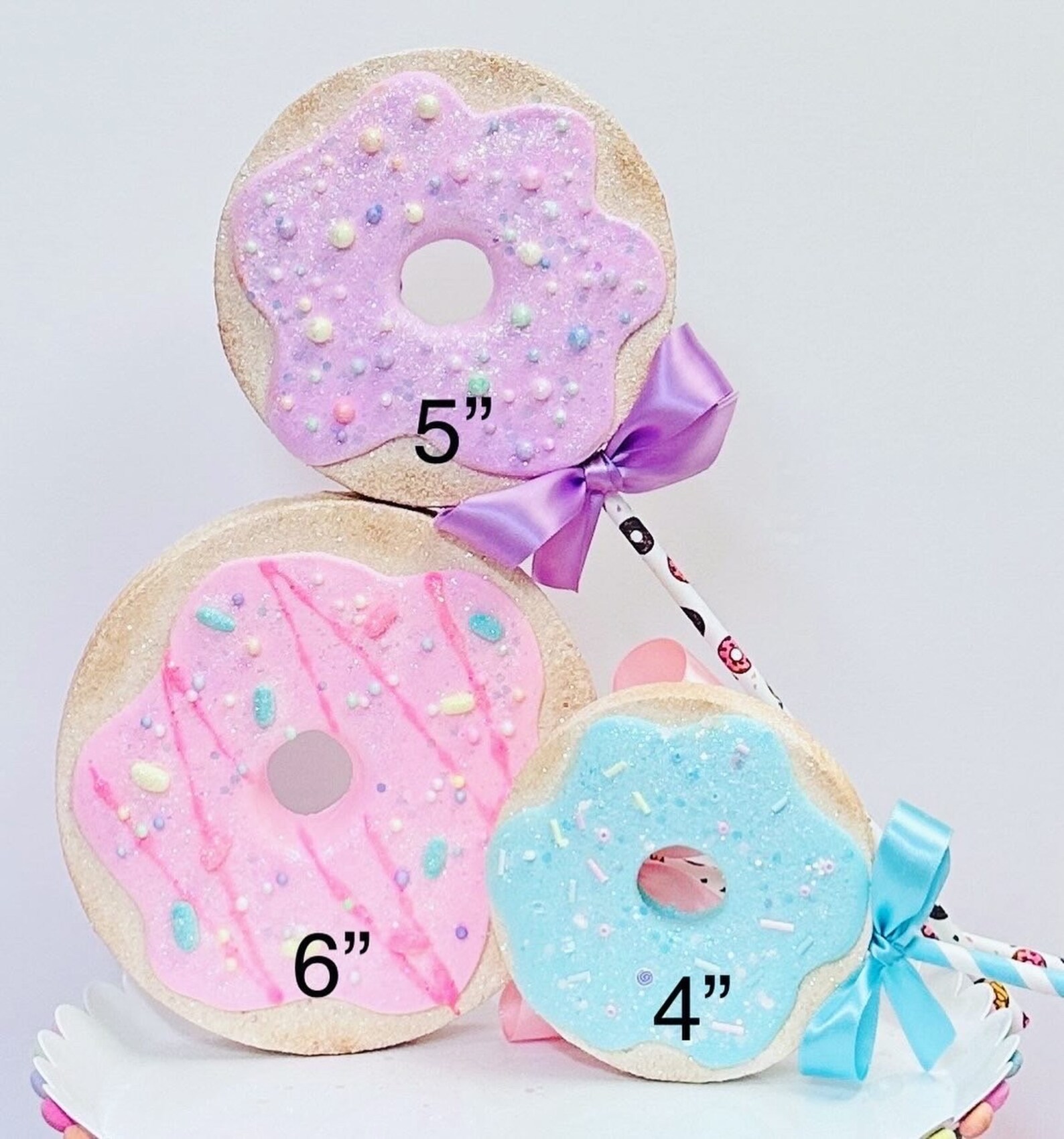 Large 6 Inch Pastel Fake Donut Party Lollipop 14 Inch Tall and Ready to ...