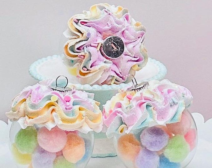 3 Inch Large Ornament Pastel Glitter Gumdrop Candy Faux Frosting Glass ...