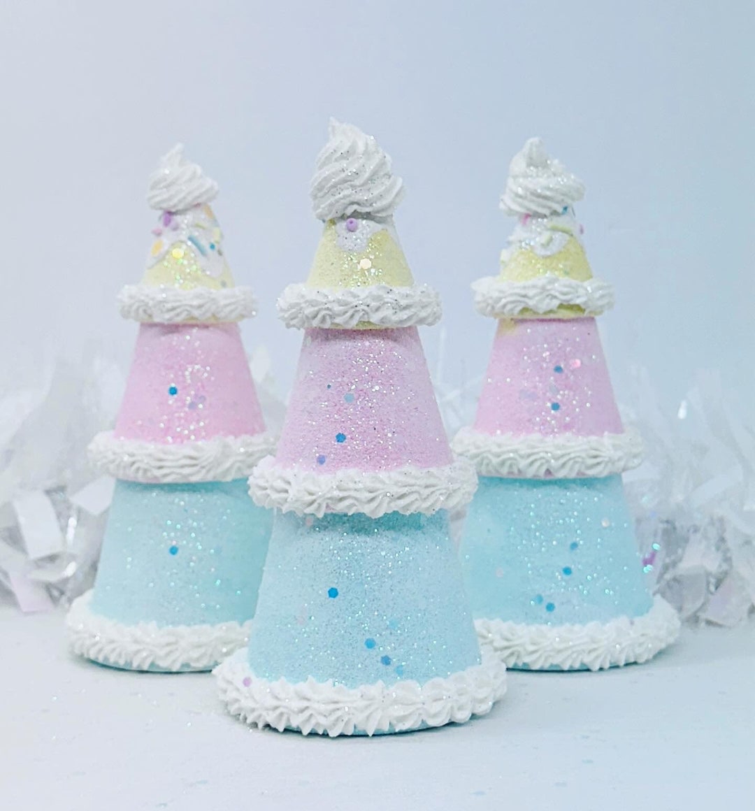 Easter Candy Land Wooden Village Trees Glitter and Faux Frosting - Etsy