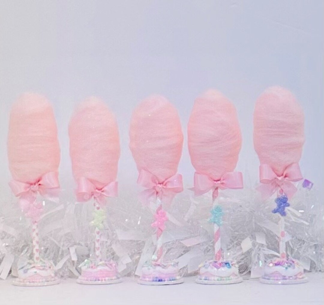 Medium Pink Faux Cotton Candy Village Tree Display Donut Stand ...