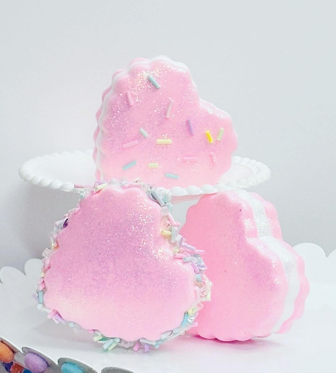 Pink Heart Macaron Pastel Cookie Sprinkle Ice Cream Sandwich Glitter ...