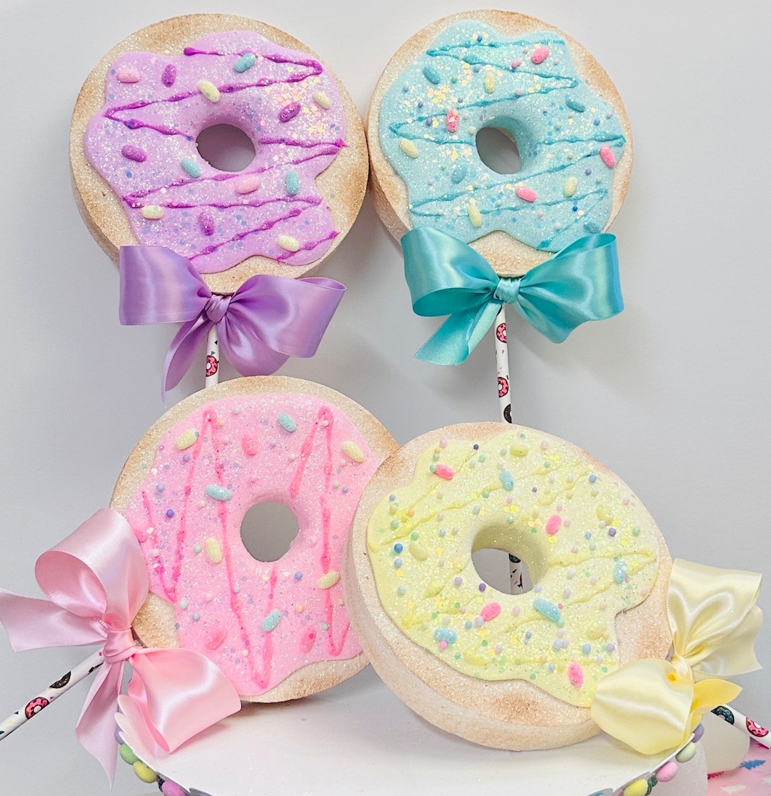 Large Pastel Fake Donut Party Lollipop 14 Inch Tall and 6 Inches Wide ...