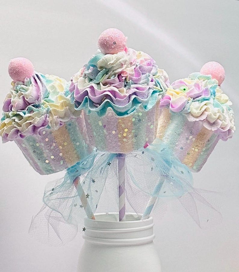 Small Pastel Gumdrop Glitter Ornaments With A Cherry on Top and ...