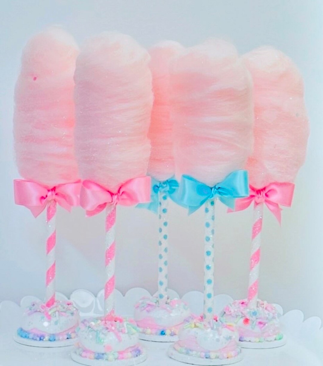 One Medium Pink Faux Cotton Candy Village Tree Display Donut Stand ...