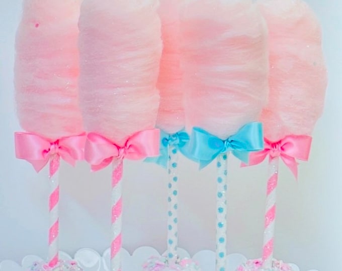 One Medium Pink Faux Cotton Candy Village Tree Display Donut Stand ...