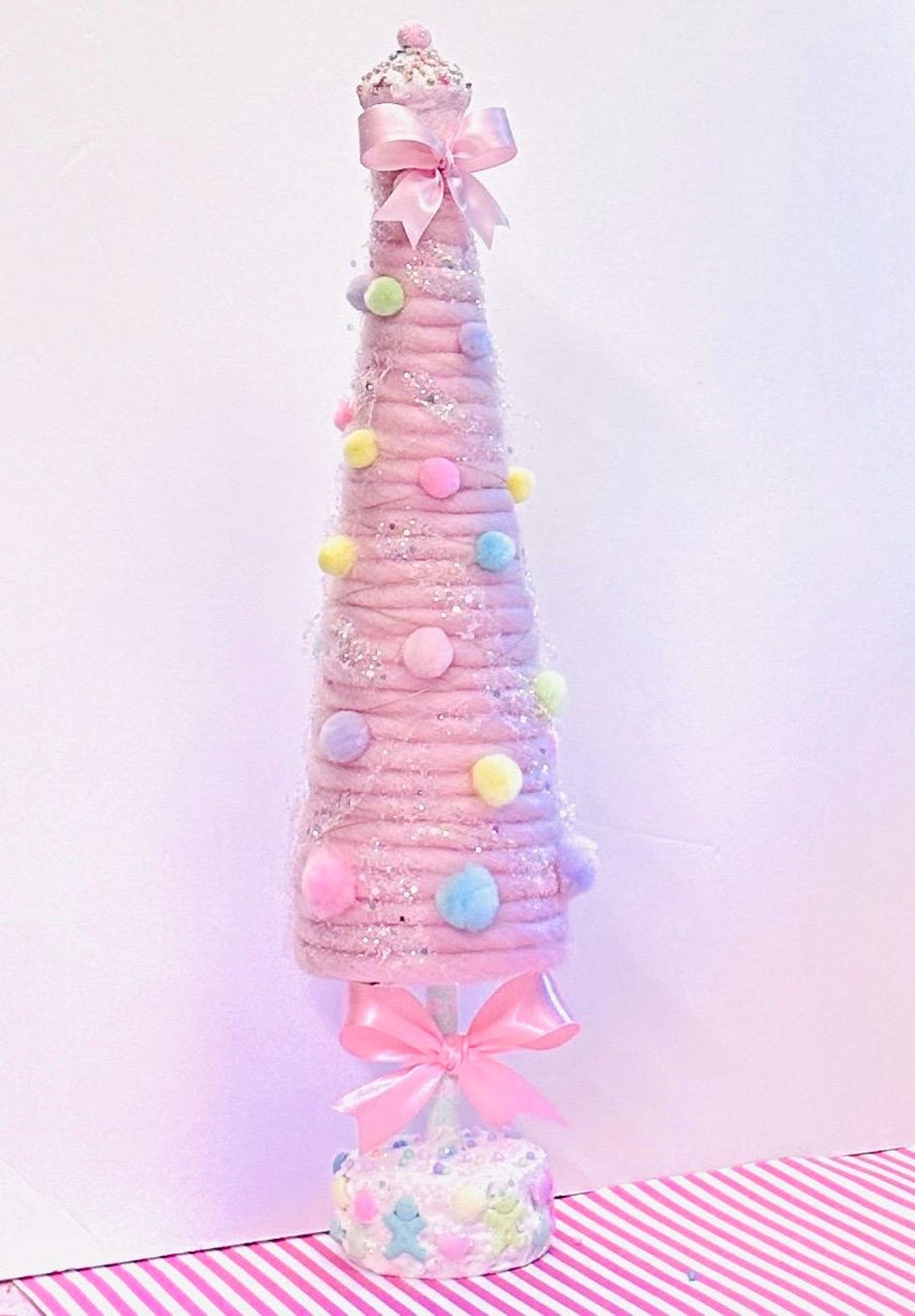 Large Cotton Candy Land Pom Pom Gingerbread Tree Cupcake on Top 17 ...
