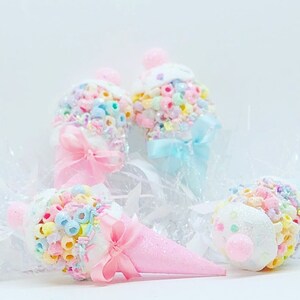 Small Pastel Ice Cream Fruit Loop Sprinkle Glitter Cone 5 Inch - Etsy