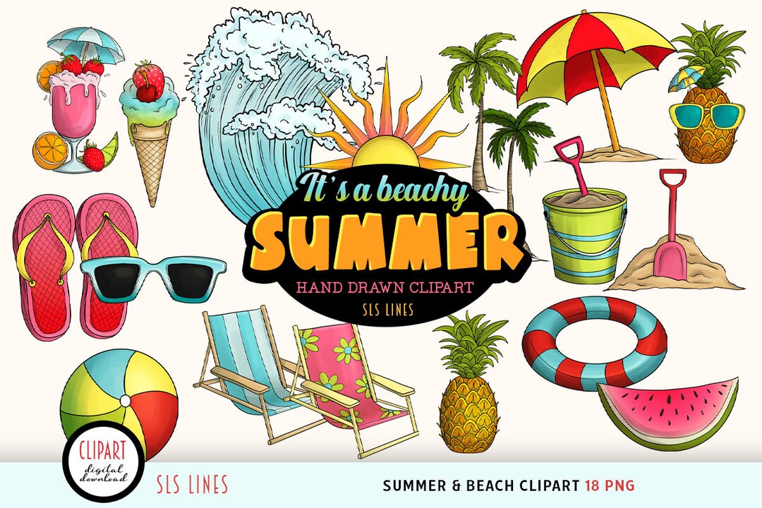 Summer Clipart Beach PNG Summer Drinks Ice Cream Cone - Etsy