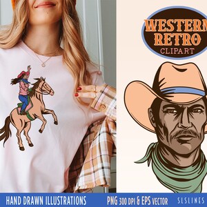 Wild West Clipart, Western Retro Graphics, Cowboy Clipart, Commercial ...