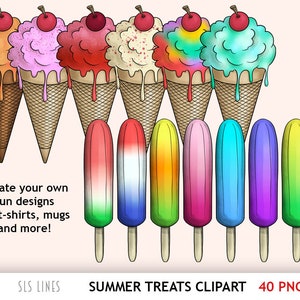Ice Cream & Summer Treats Clipart - Ice Cream Cone Illustrations - Food ...